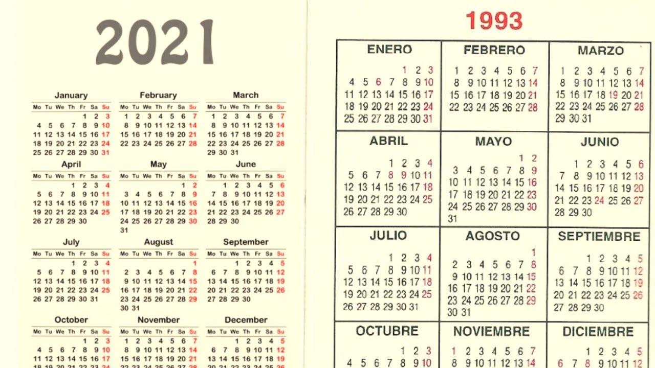 CALENDARIO DEL 2021 COINCIDE CON EL DE 1993 - YouTube