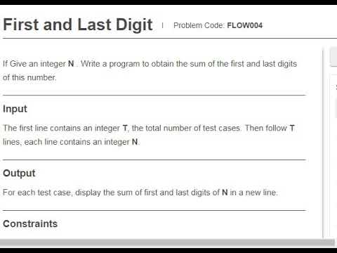 sum of first and last digit @ python - YouTube