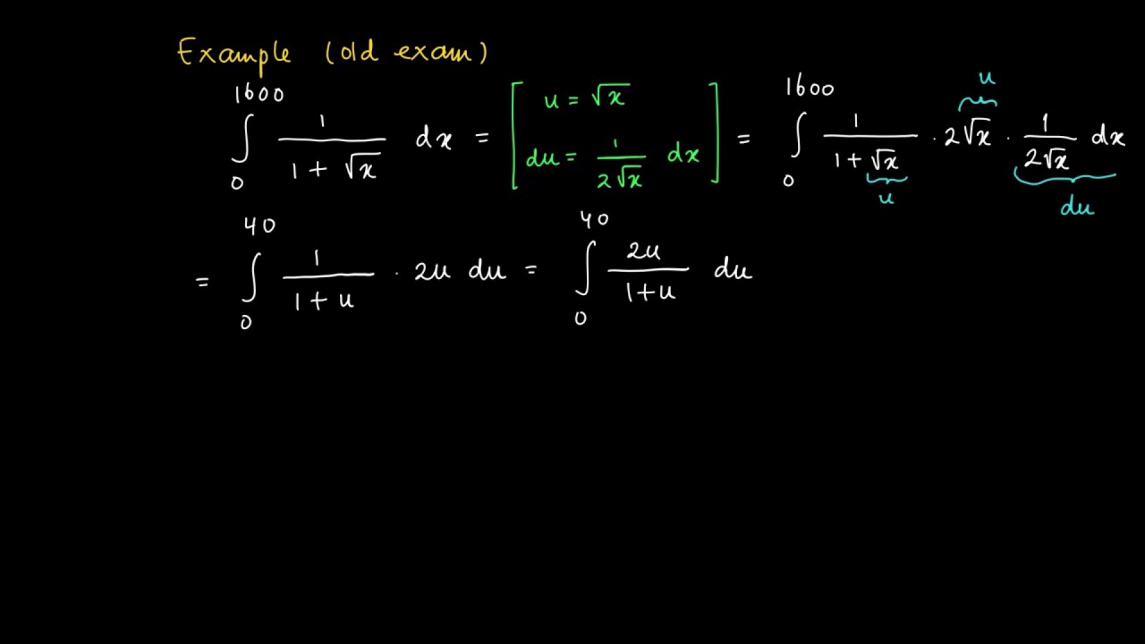 M 14 05: example substitution rule for definite integrals - YouTube