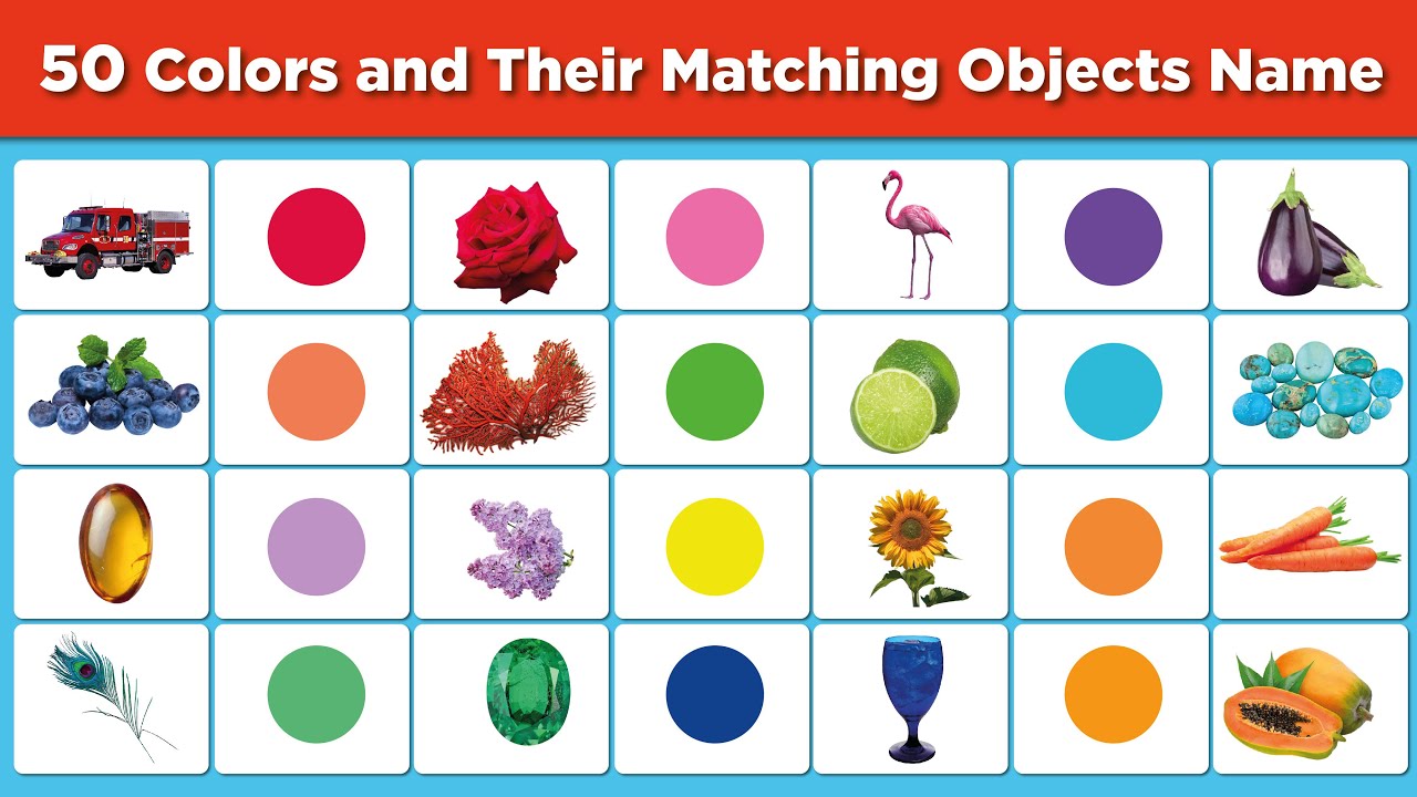 50 Colors and Their Matching Objects II Names Of Colors II 50 Colors ...