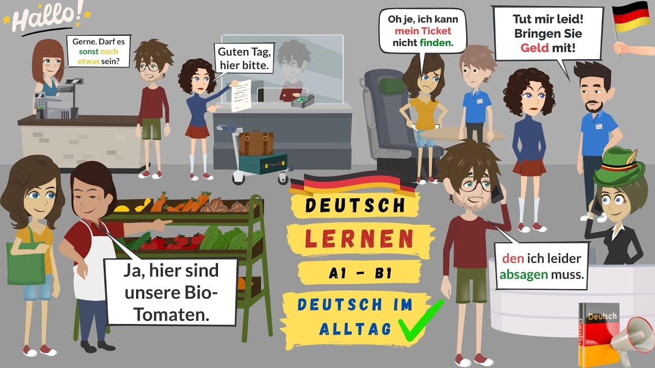 Deutsch lernen A1 - B1 | German Dialogues in daily life | Shopping ...