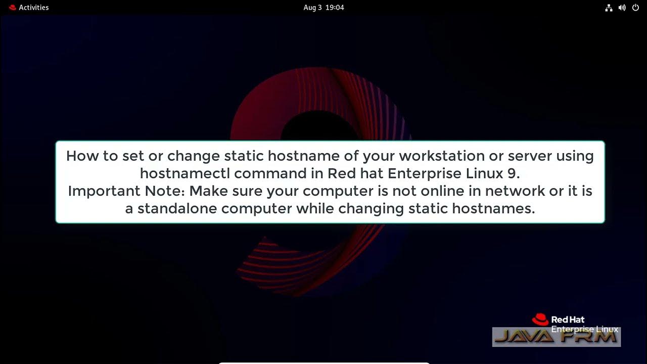 How to set or change static hostname using hostnamectl command in RHEL 9 - YouTube