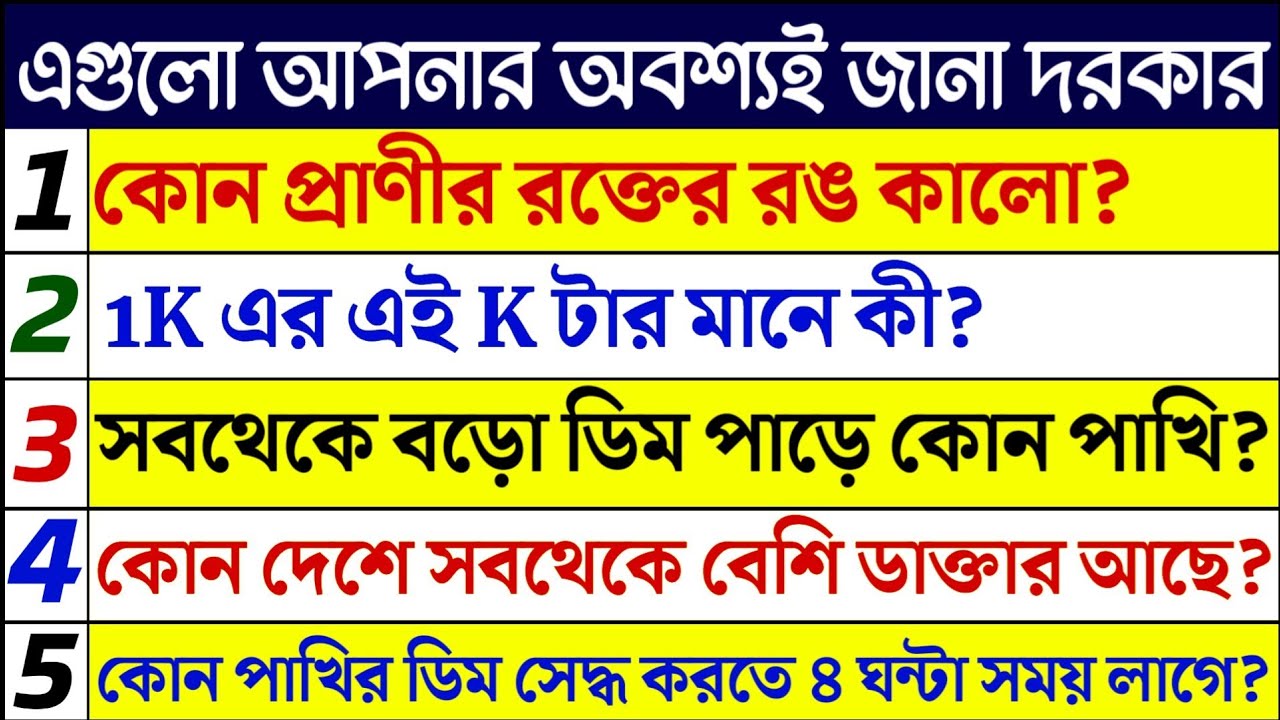 Bangla Gk Question & Answer /Bangla Gk/Bangla Quiz/Bengaly Gk/Bangla General Knowledge/Gk/Quiz/P ...