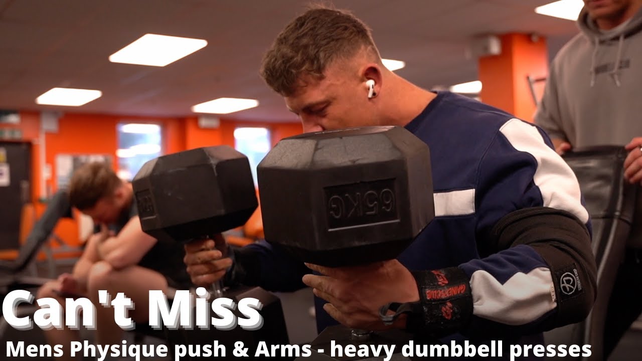 Push & Arms Mens physique - 65kg Dumbbell shoulder press - poses - Can ...