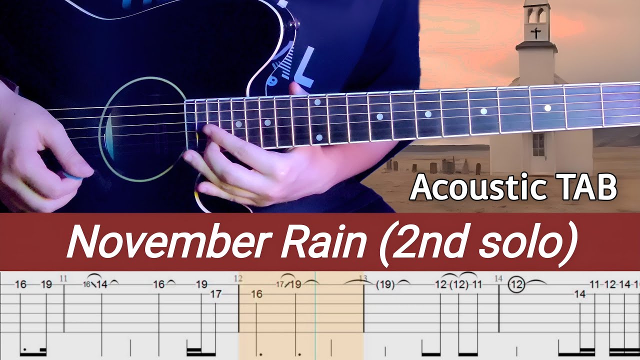 Guns N' Roses - November Rain (2nd solo) | Acoustic Guitar Lesson with TAB - YouTube