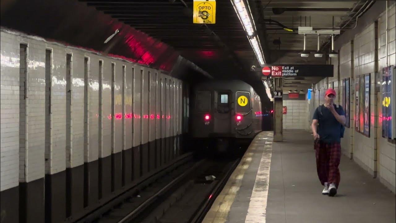 MTA New York City Subway Astoria Bound Kawasaki R68A (N) Local Train @ 9th Street - YouTube