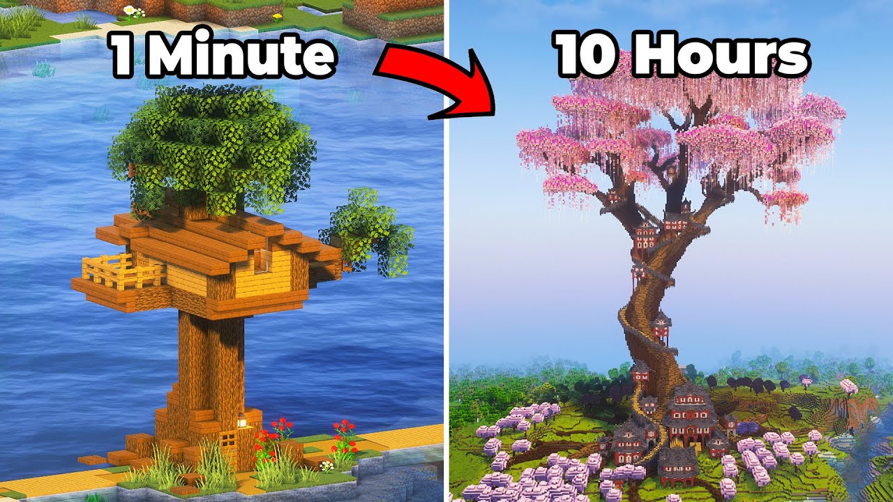 I built a Treehouse in 1 Min Vs 10 Hours! - YouTube