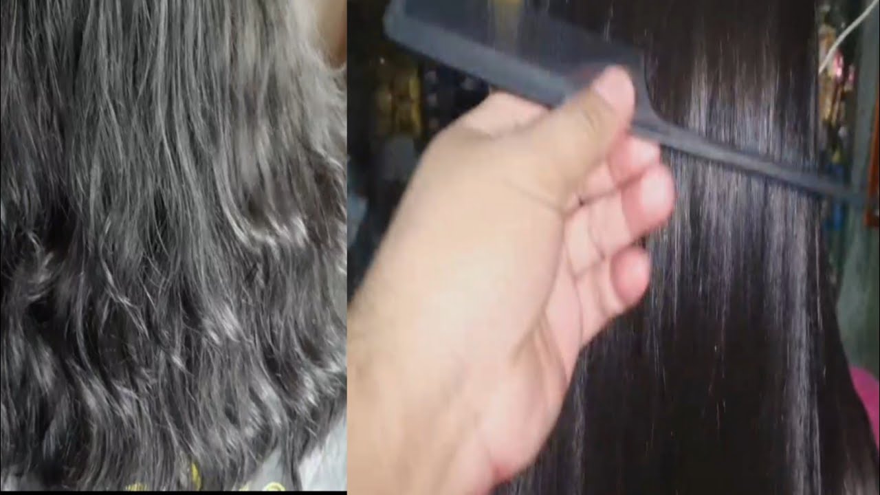 Hair Rebonding with Liquid Color Cellophane - YouTube