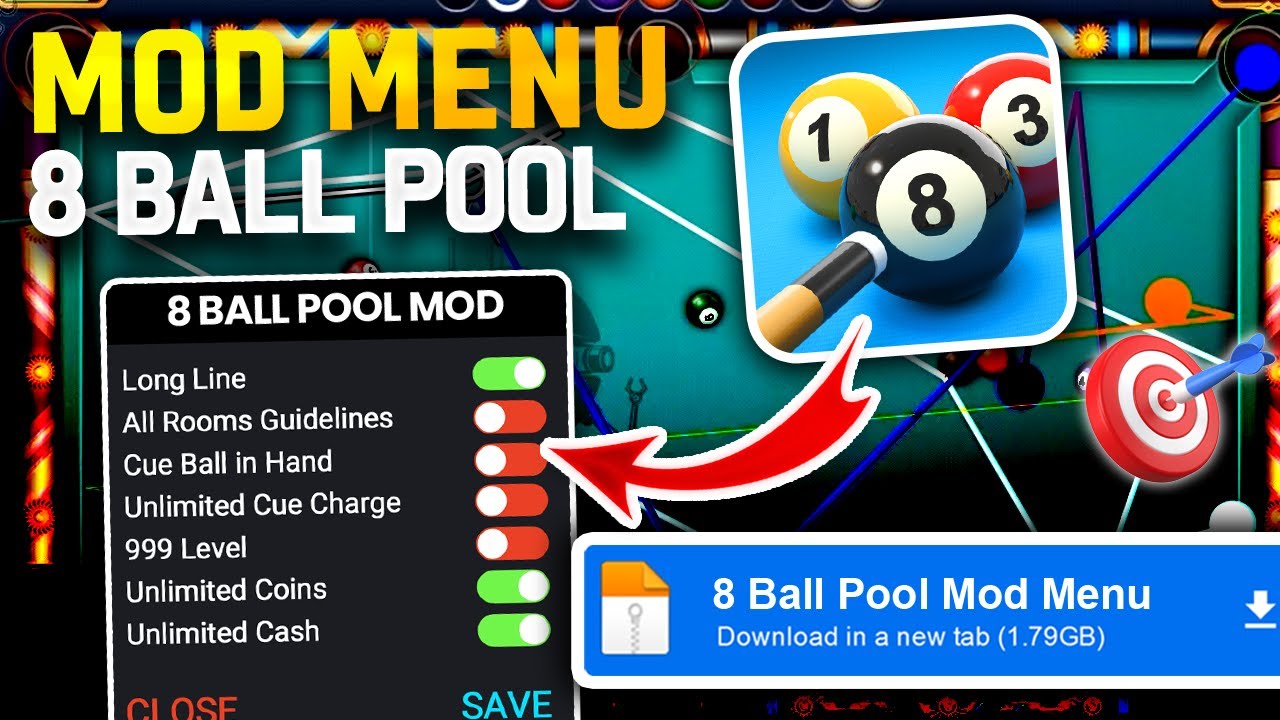 🔴 8 Ball Pool MOD Menu - Líneas Largas, MegaPower y Dinero Infinito 🎱 8 Ball Pool MOD APK - YouTube