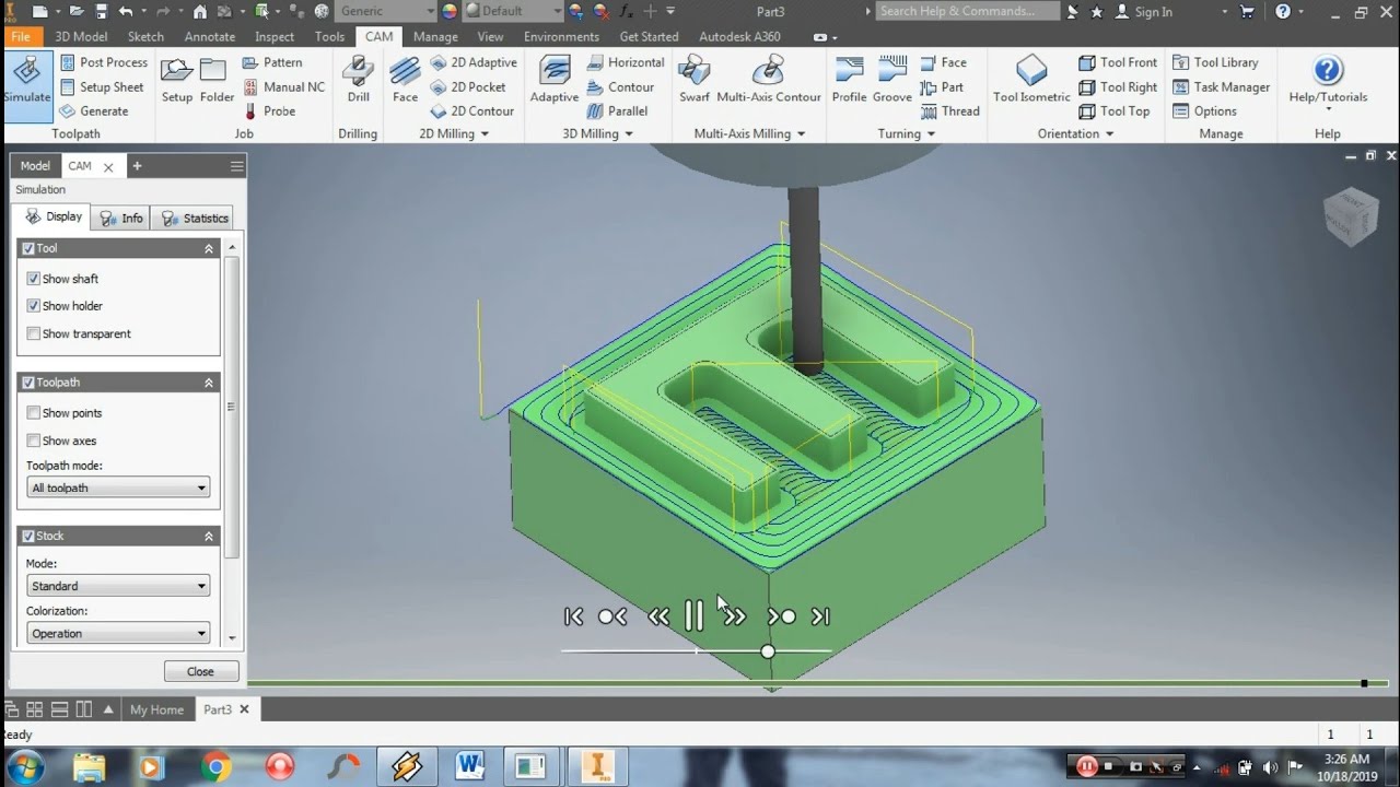 TUTORIAL INVENTOR HSM CONTOUR SELECTION - YouTube