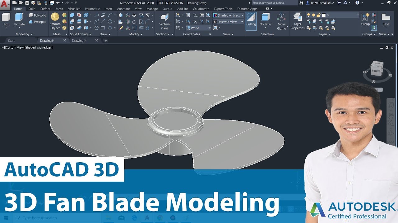 #046 I AutoCAD 3D: Fan Blade Modeling I Nazmi Ismail - YouTube