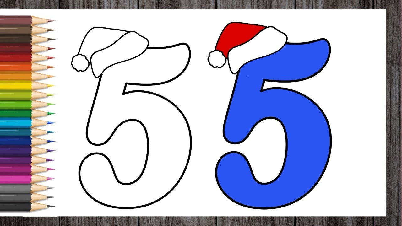 How to Draw Christmas Number Five Easy for Kids | Cute Little Drawings ...