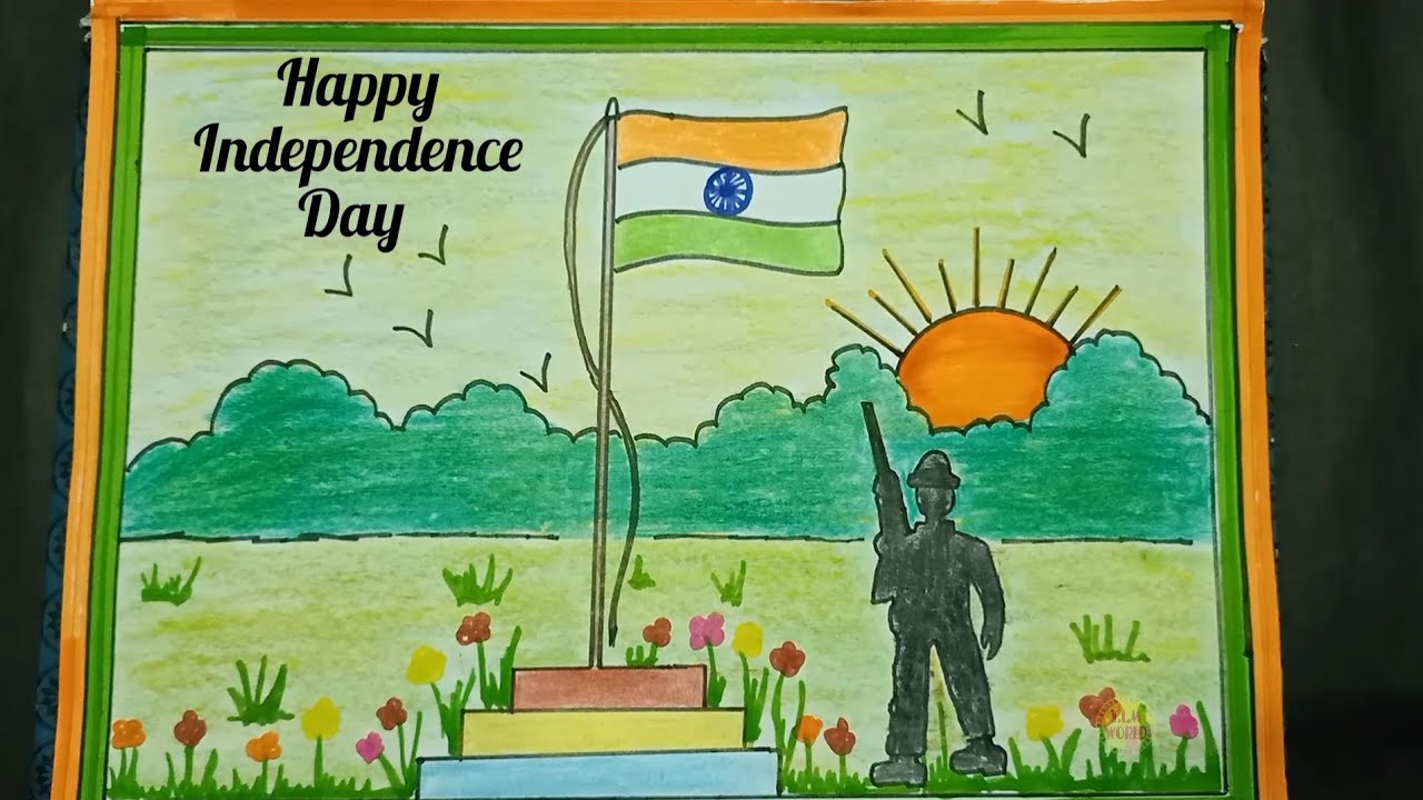 Independence day drawing, Independence day easy drawing, Indian Flag ...