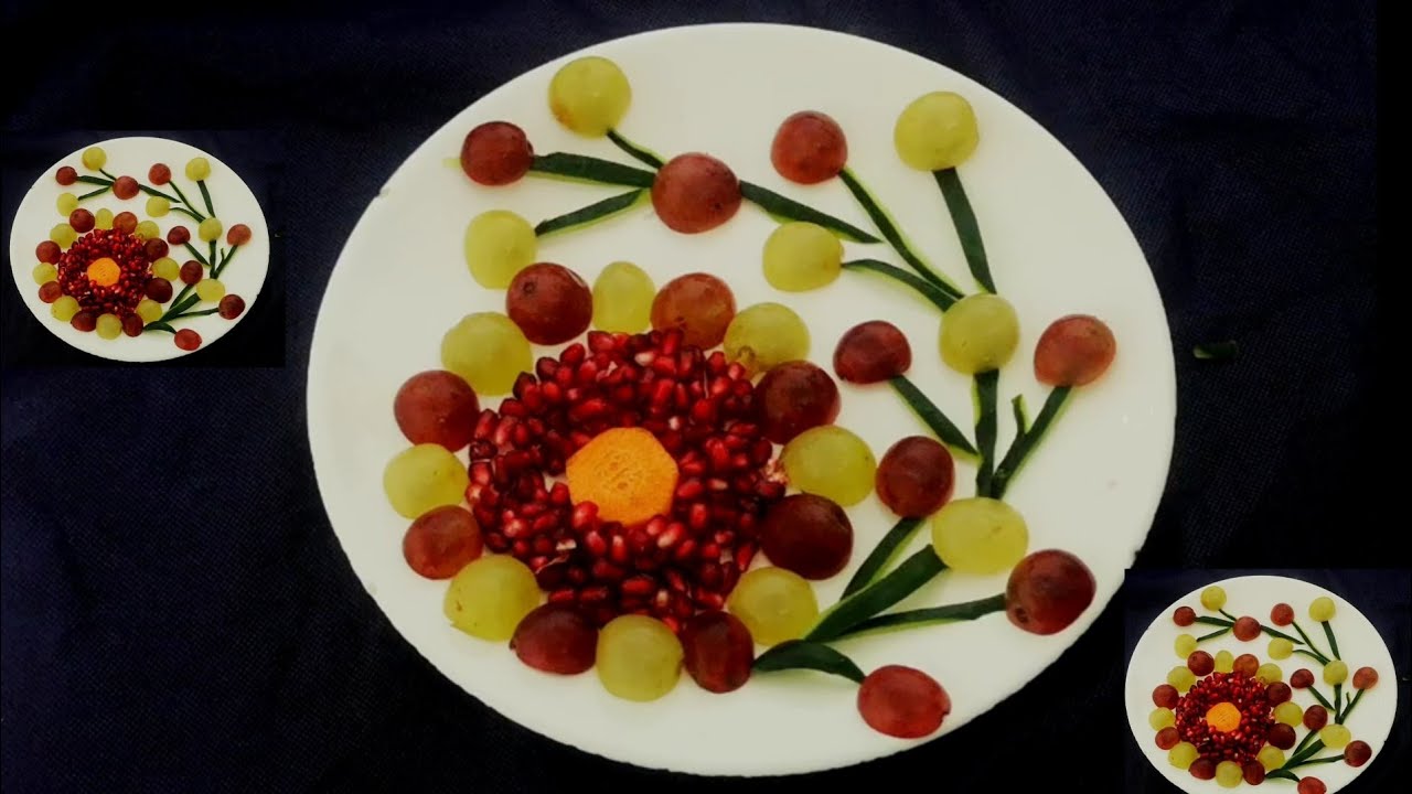 Grapes Flowers Decoration// plate decoration // Grapefruit // fruit ...