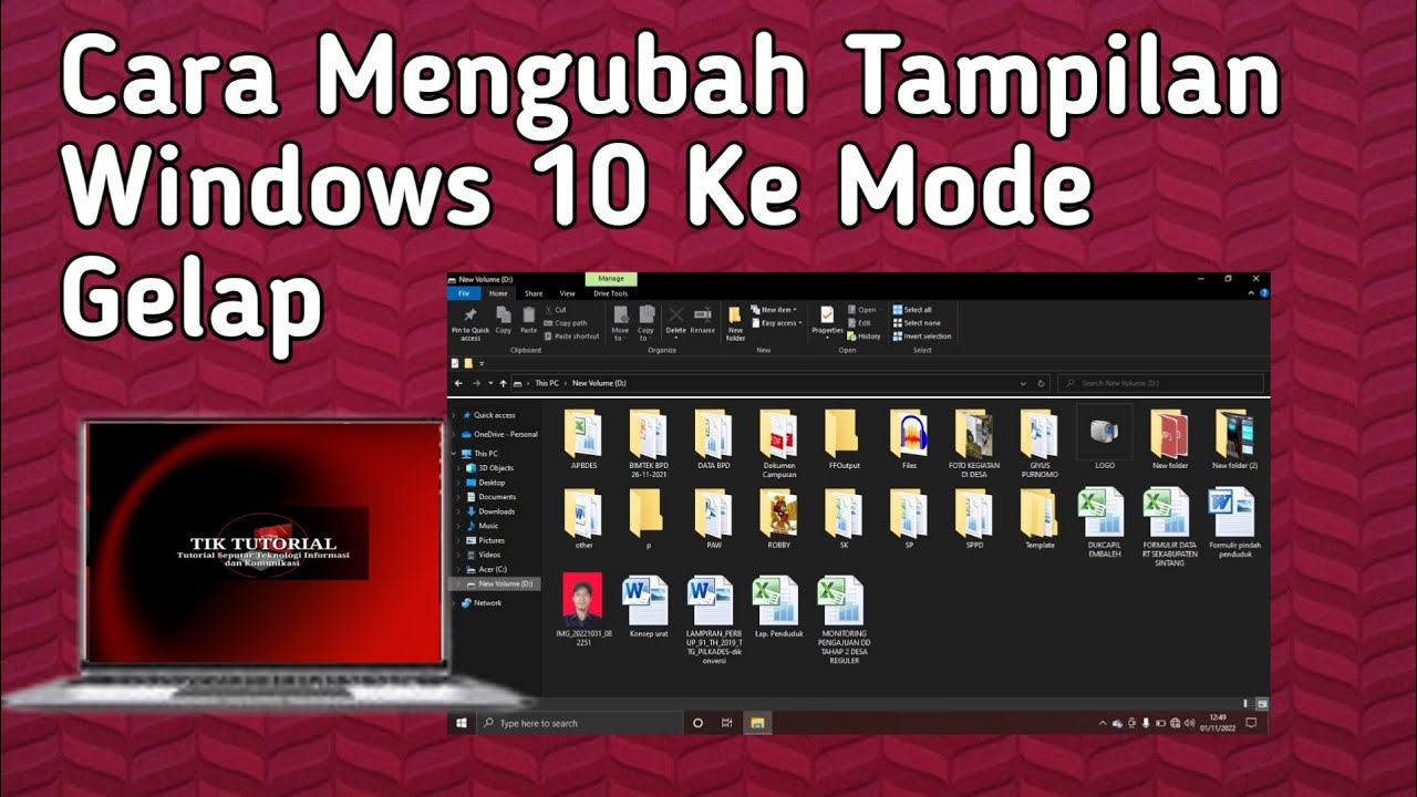 Cara Membuat Tampilan Laptop Window 10 Menjadi Mode Gelap - YouTube
