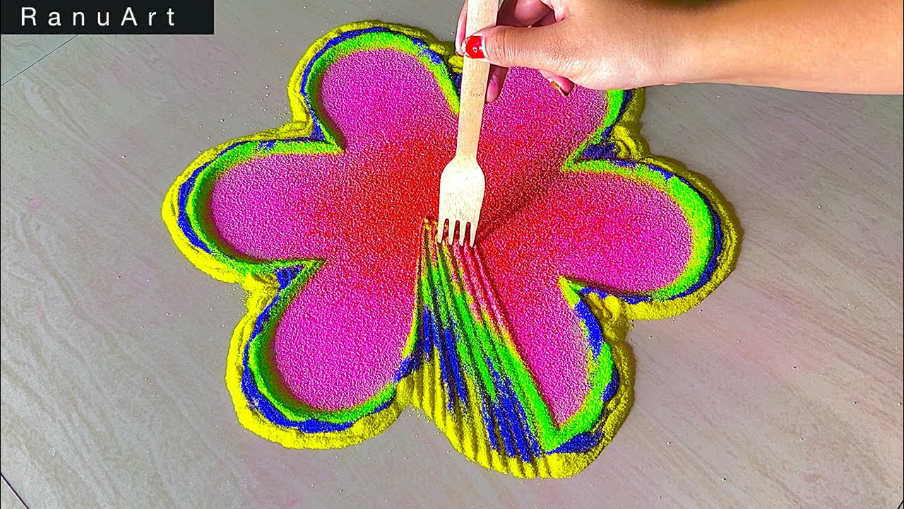 2 Simple Rangoli | Easy Rangoli | Daily muggulu | Rangoli colors | Ranu ...
