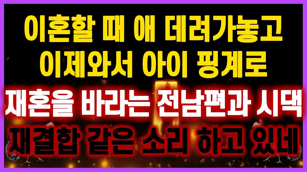 역대급 사이다 사연 이혼할 때 애 데려가놓고 이제와서 아이 핑계로 재혼을 바라는 전남편과 시댁 재결합 같은 소리 하고 있네 사연모음 이혼썰 레전드 사연라디오 결시친 실화