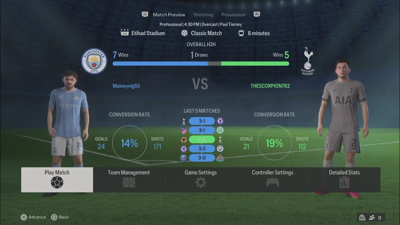 EA SPORTS FC 24 Manchester City vs Tottenham PS5 gameplay - YouTube