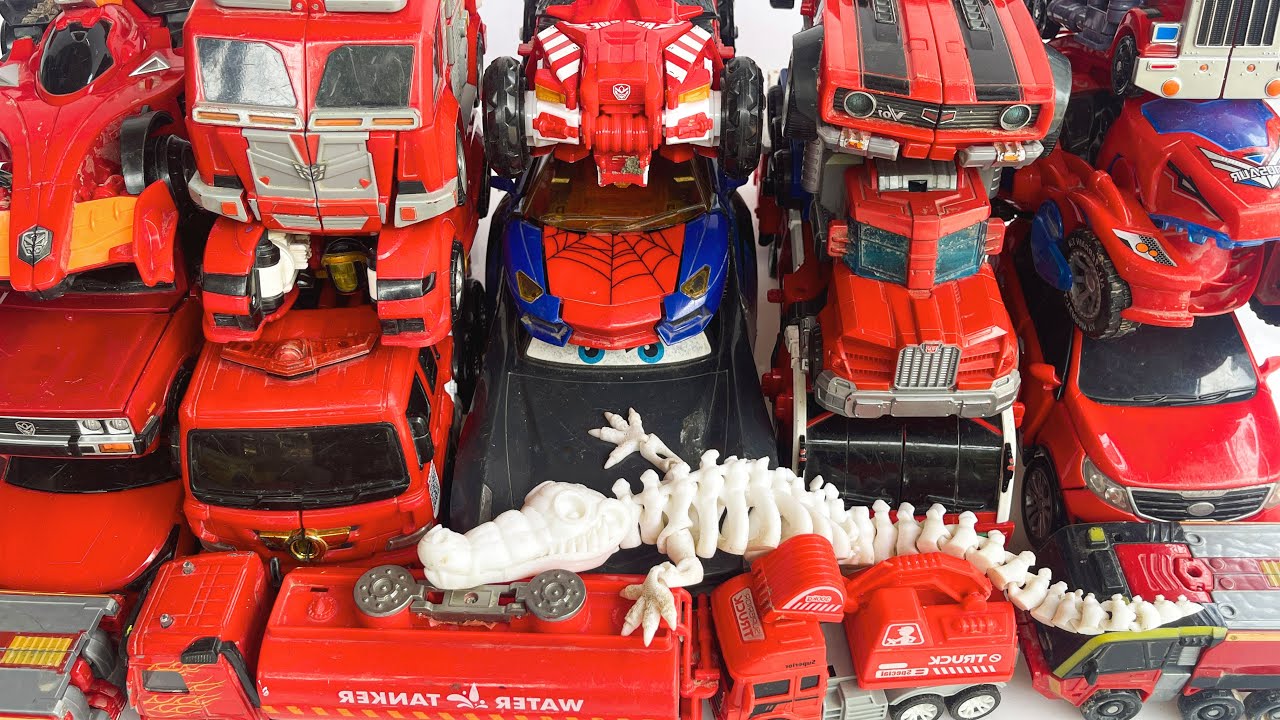 Red Color Transformer Cars: Robot Tobot, Truck, HelloCarbot, Optimus ...