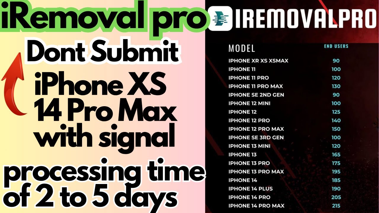 iRemoval PRO Price List Update , iPhone XS to 14 Pro Max with signal ...
