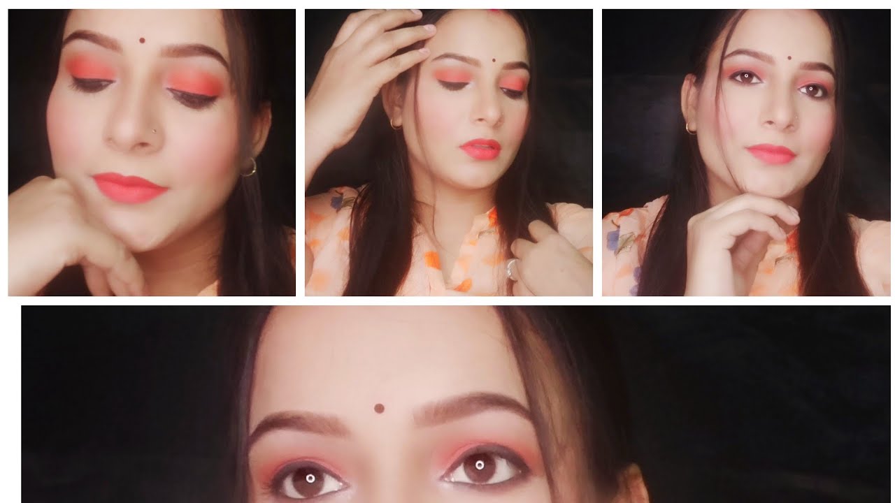 Matte look makeup tutorial (orange eye makeup), - YouTube