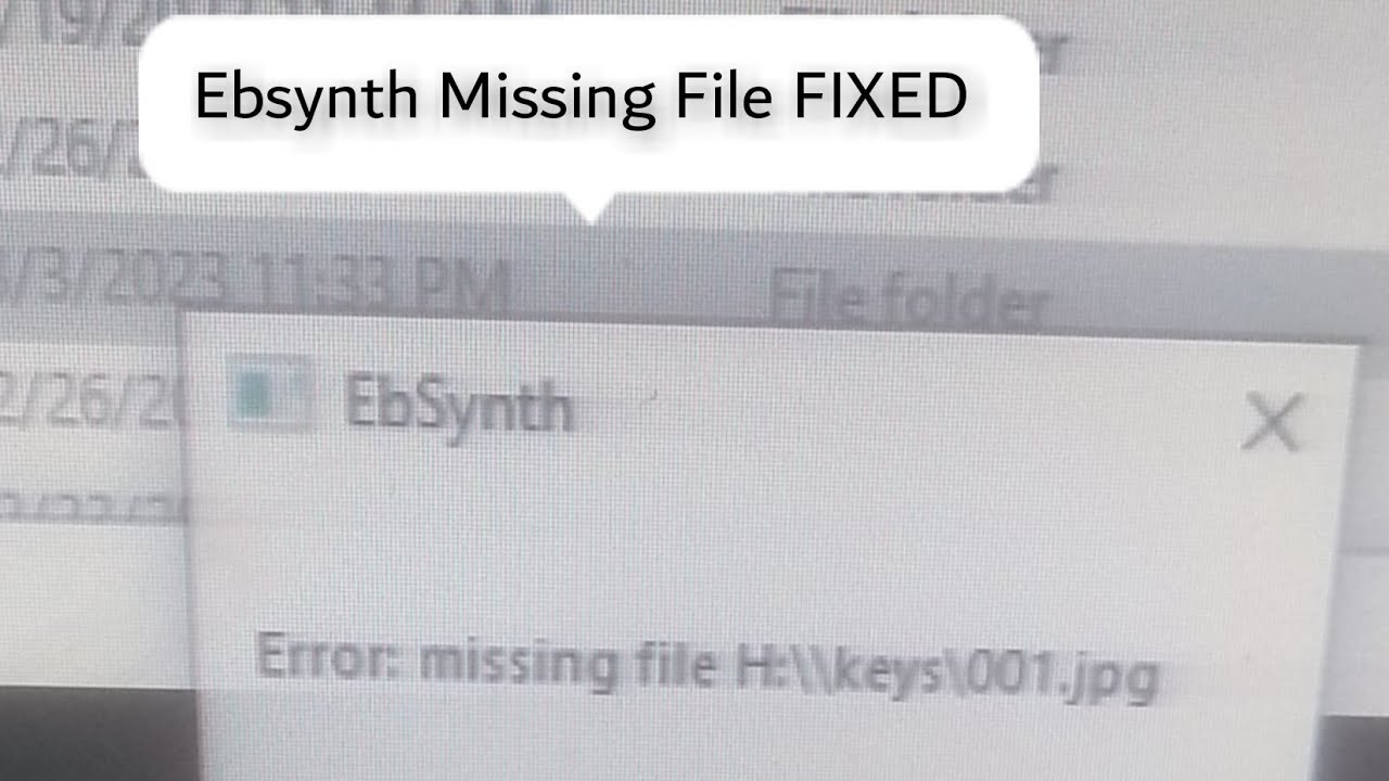 File missing (Ebsynth) Error Fix, Full Tutorial - YouTube