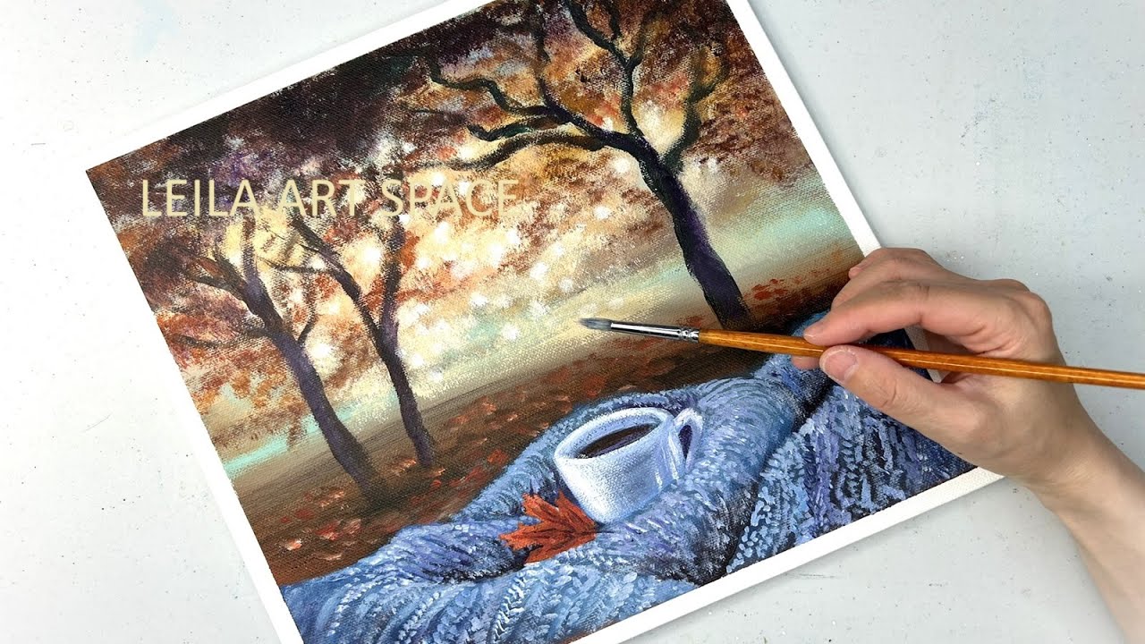 Cozy Autumn Painting Tutorial ,How to Paint Fall Scene, How To Paint A ...