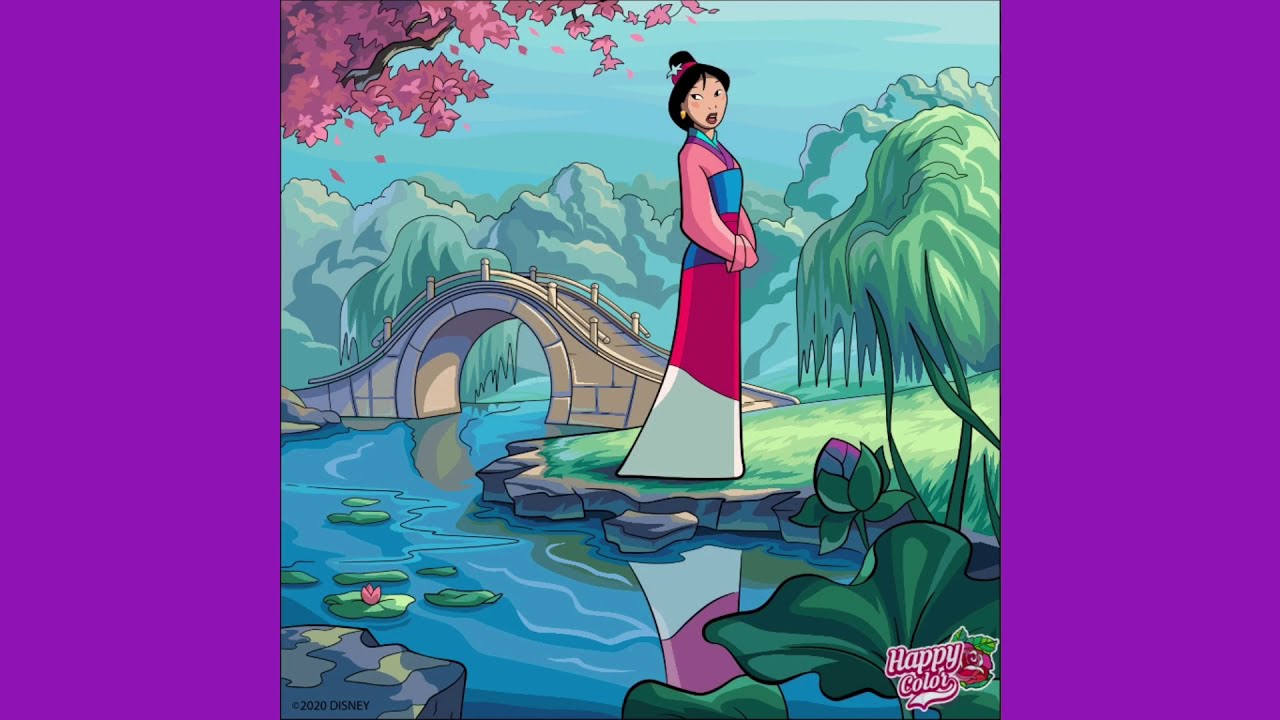 Happy Color | Coloring Disney Princess Mulan | Disney Paint By Number ...