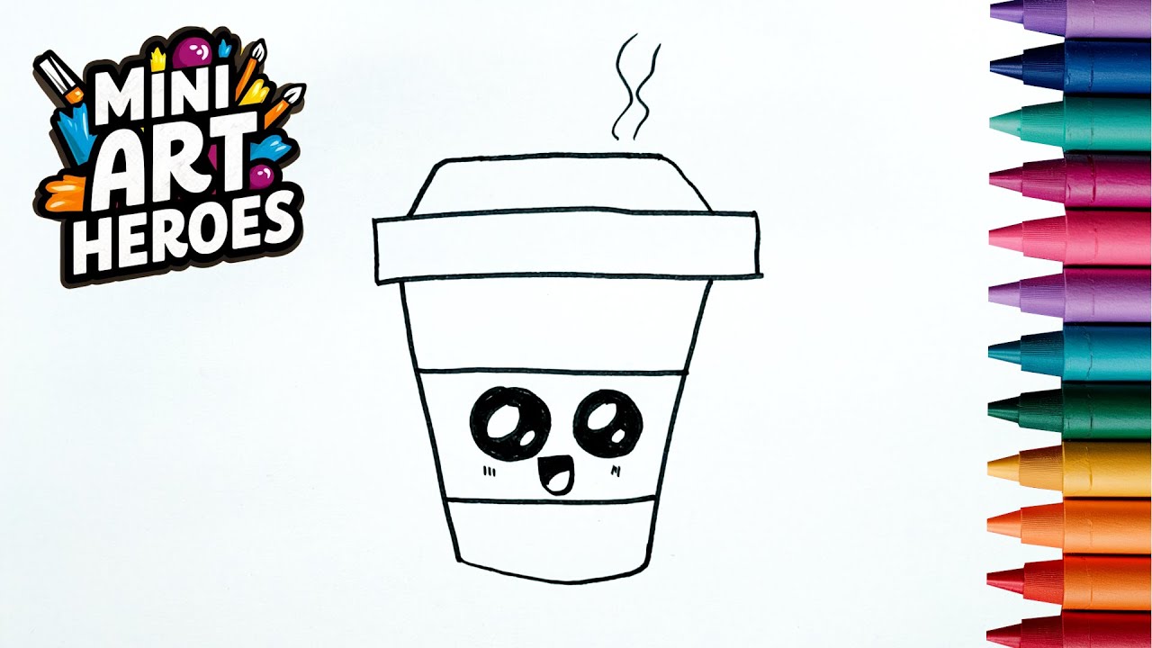 How to Draw a Cute Coffee Drink - Cute Drawings | Mini Art Heroes - YouTube