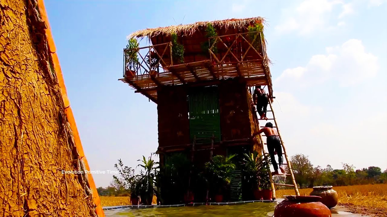 Building a Mud House with Pool & Slide by Hand! - YouTube