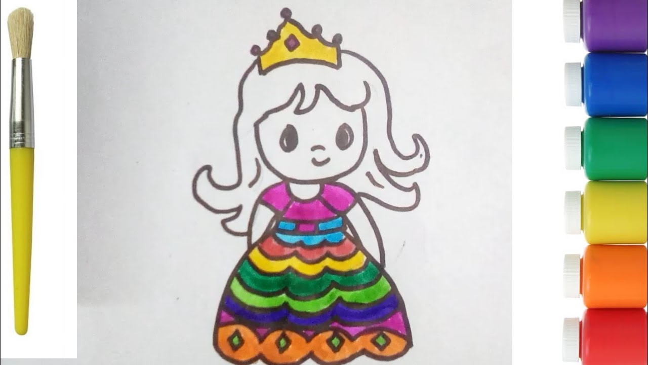 how to draw a beautiful and easy princess drawing for kids, princess ya ...