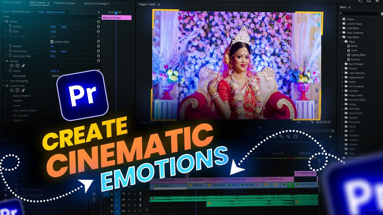 Create Cinematic Feel | Wedding Video Editing Tutorial in Premiere Pro ...
