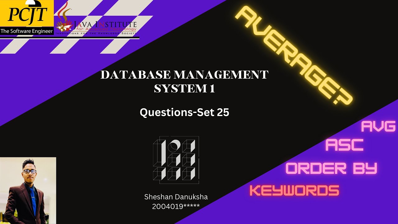 DBMS | Question Set 25 | Java Institute | Sheshan Danuksha - YouTube