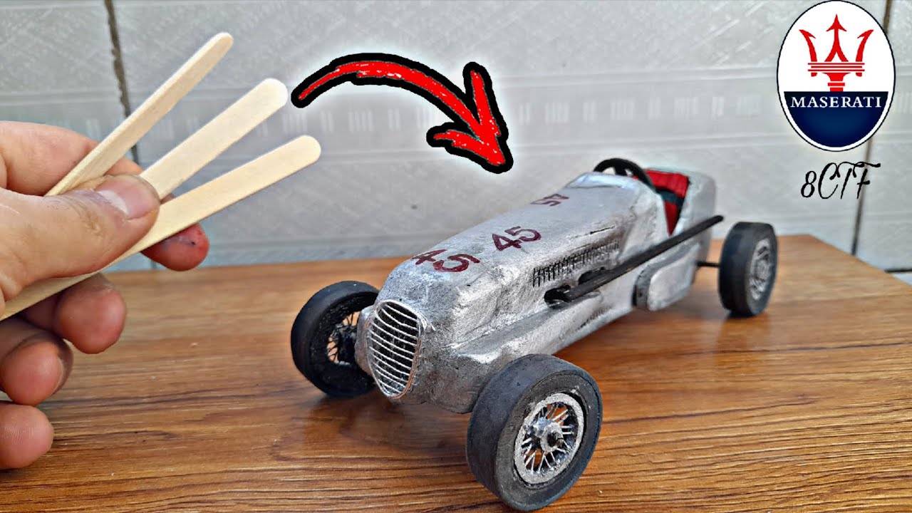 Building the Legendary Maserati 8CTF Using Popsicle Sticks | Handmade ...
