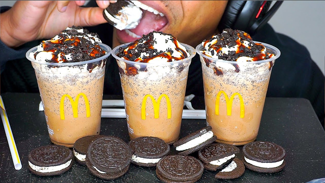 Mcdonalds New Oreo Frappe Mukban Eating Drinking Mouth Sounds No