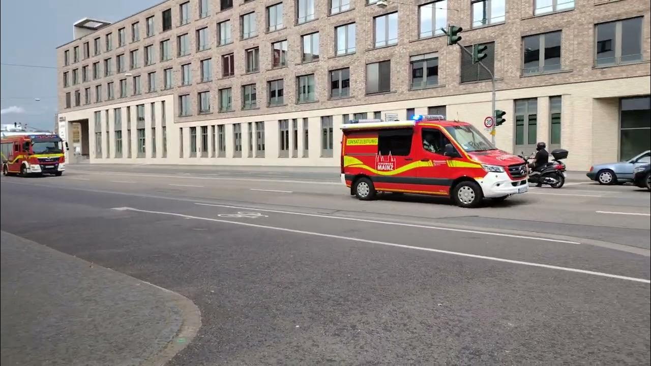 Einsatzfahrt ELW 1 + HLF 20 BF Mainz FW 2 (Mainz-Neustadt) - YouTube