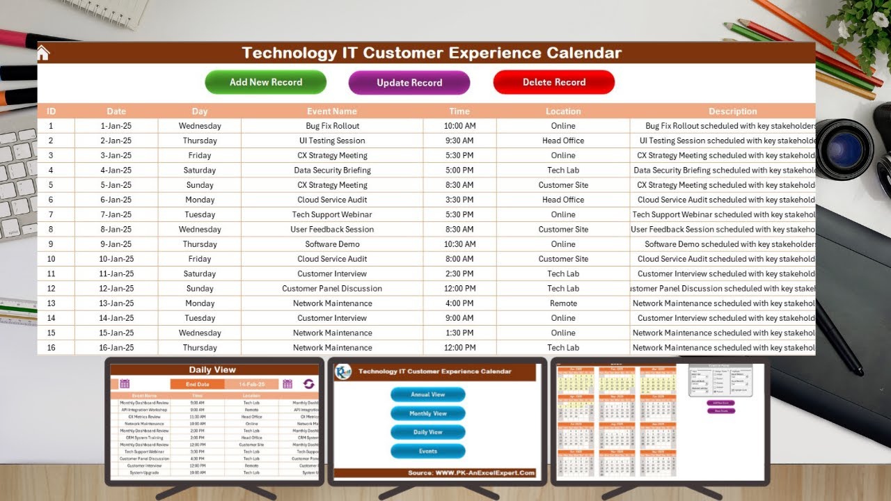 Technology IT Customer Experience Calendar in Excel - YouTube