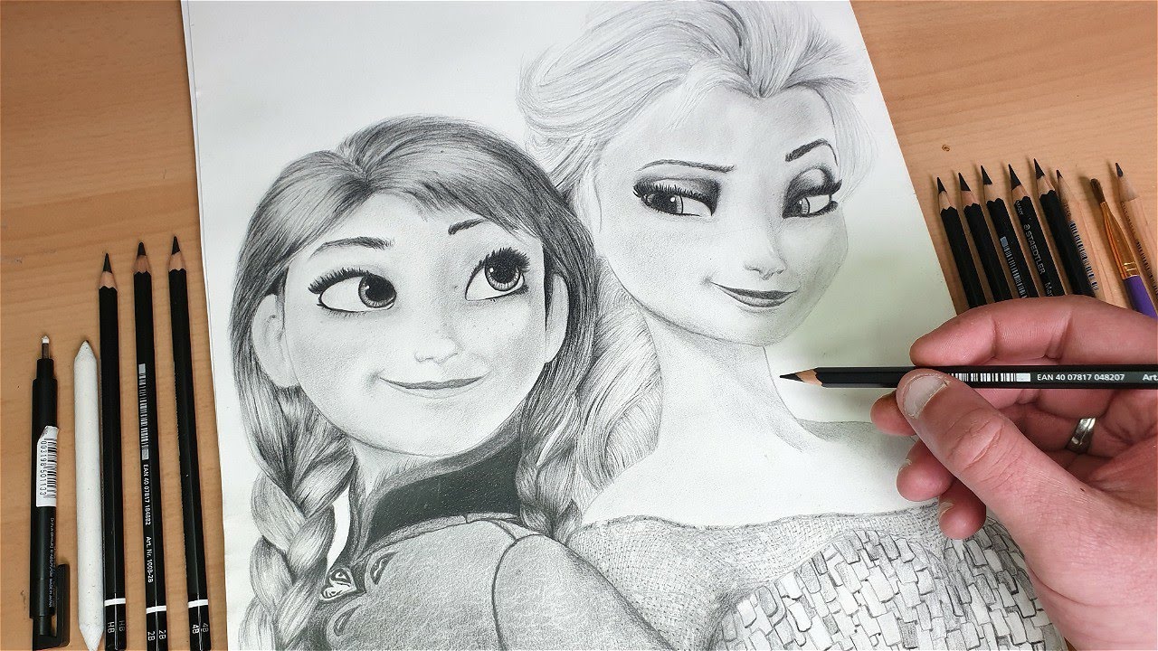 Drawing frozen - Anna and Elsa time-lapse | Art By Alex - YouTube