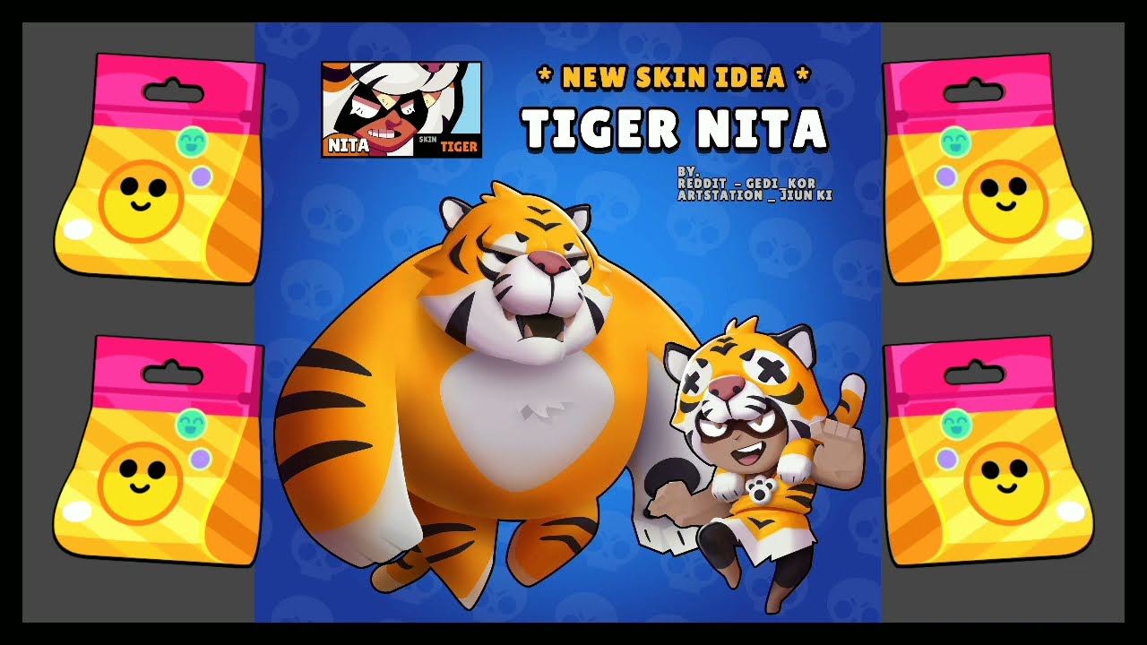 Concept Brawl Stars Tiger Nita Pins Youtube