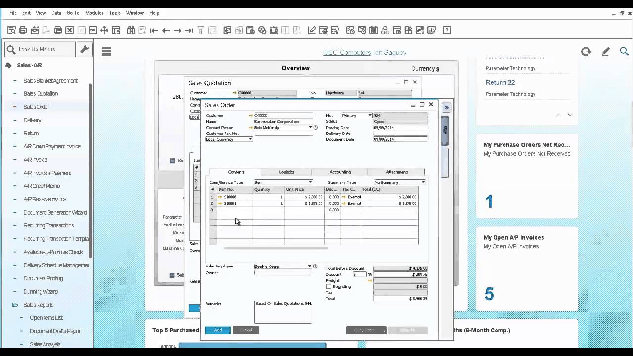 Demo SAP Business One: Sprzedaż - YouTube