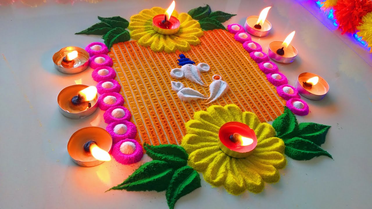 Beautiful Ganesha Rangoli | Ganesh Chaturthi Rangoli | Creative गणेश ...