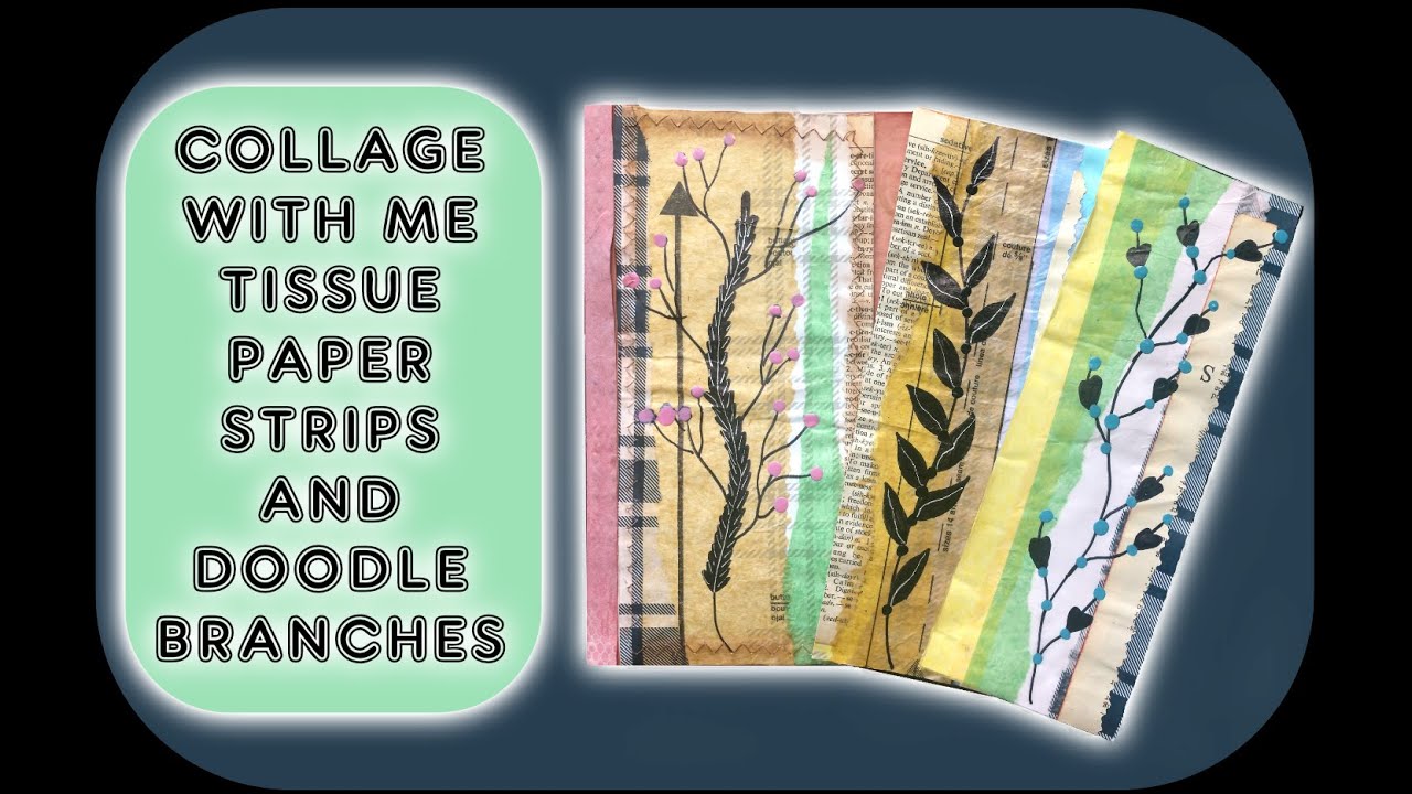 Collage With Me / Tissue Paper Strip Collage / Collaged Journal Pocket ...