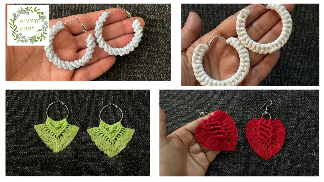 Easy and simple macrame earrings| Macramé earring | Macramé tutorial ...
