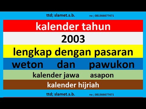 kalender 2003 lengkap pawukon - weton - pasaran kalender jawa / hijriah ...
