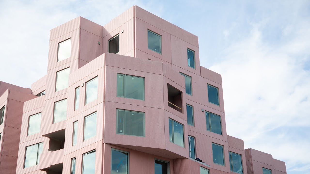 Touring Brooklyn’s new pink residential building - YouTube