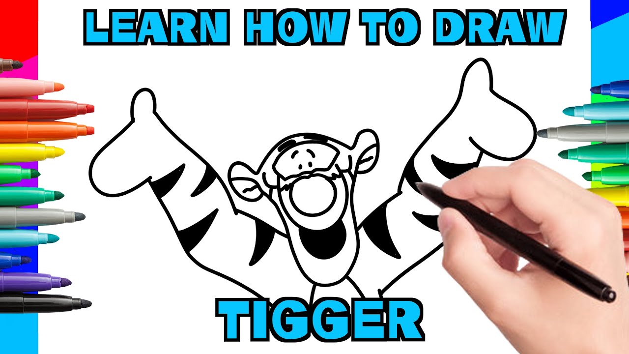 how to draw TIGGER step by step process #howtodraw #drawingtutorial ...