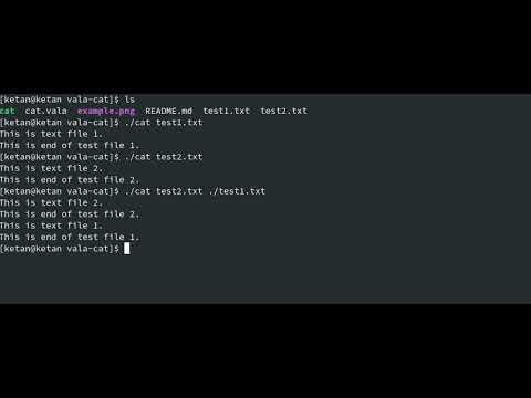 Vala-cat: concatenate files and print on the standard output - YouTube