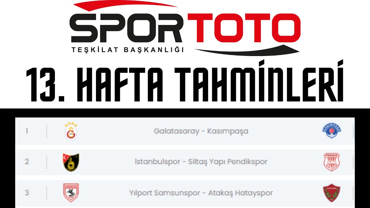13. HAFTA SPOR TOTO TAHMİNLERİ - maç iddaa oran bahis futbol yorum ...