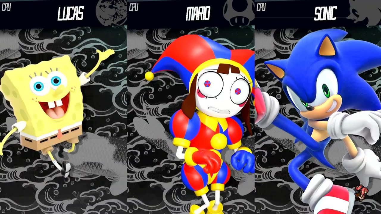 SpongeBob vs Sonic vs Pomni - Requested Smash Battle - YouTube