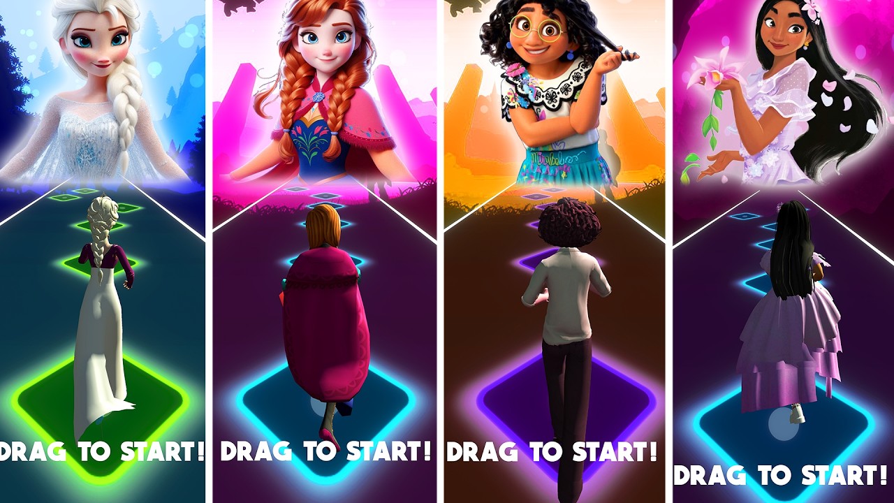 Frozen 3 Elsa And Anna VS Encanto Mirabel And Isabela - Tiles Hop! Let ...